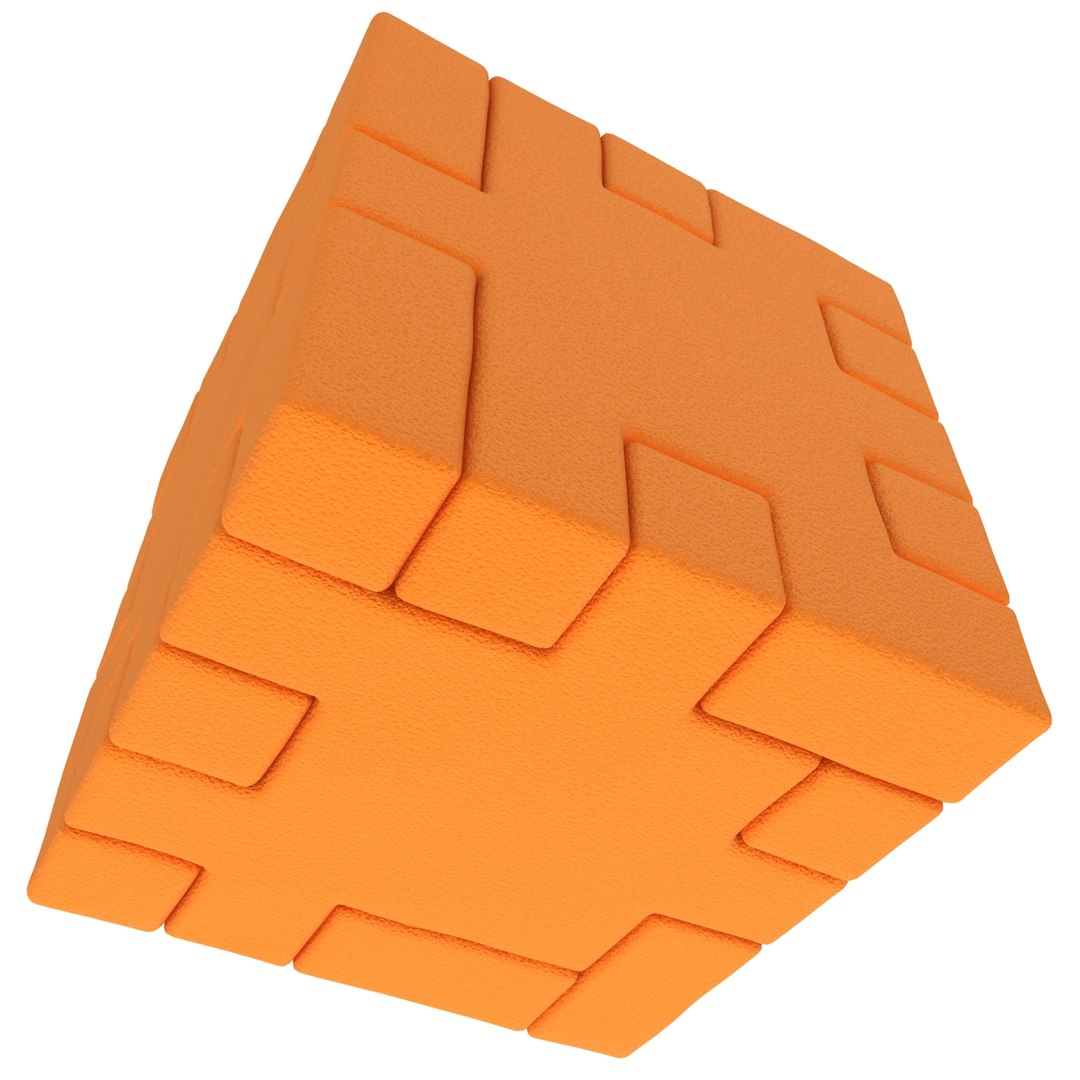 3d model realistic happy cube orange
