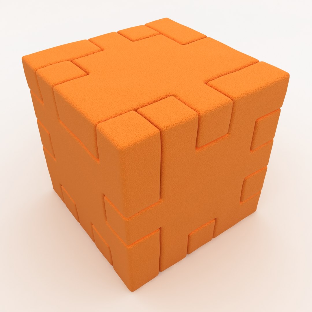 3d model realistic happy cube orange