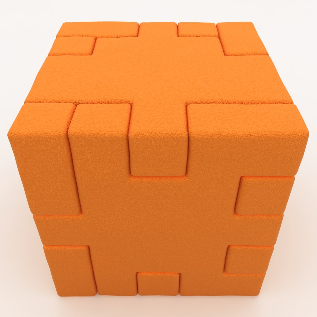 3d model realistic happy cube orange