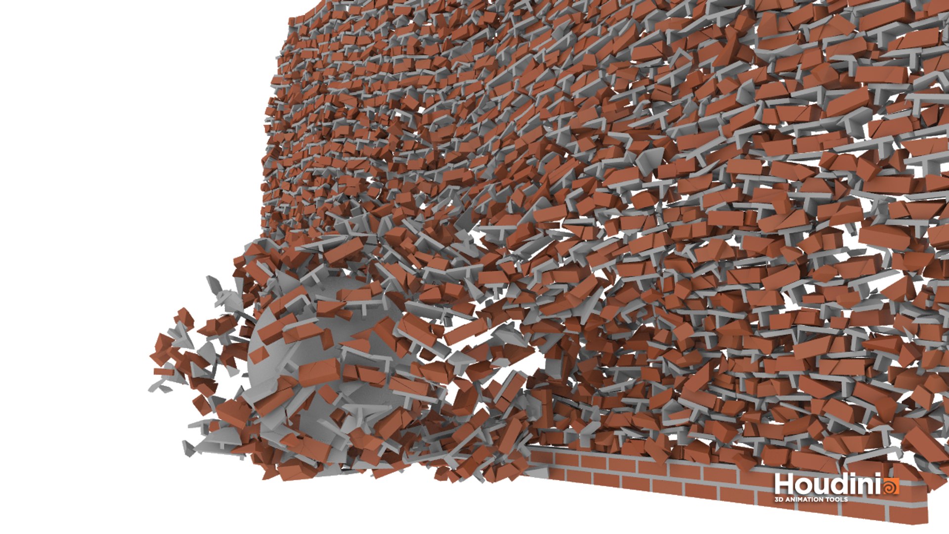 3d houdini asset destroy bricks model