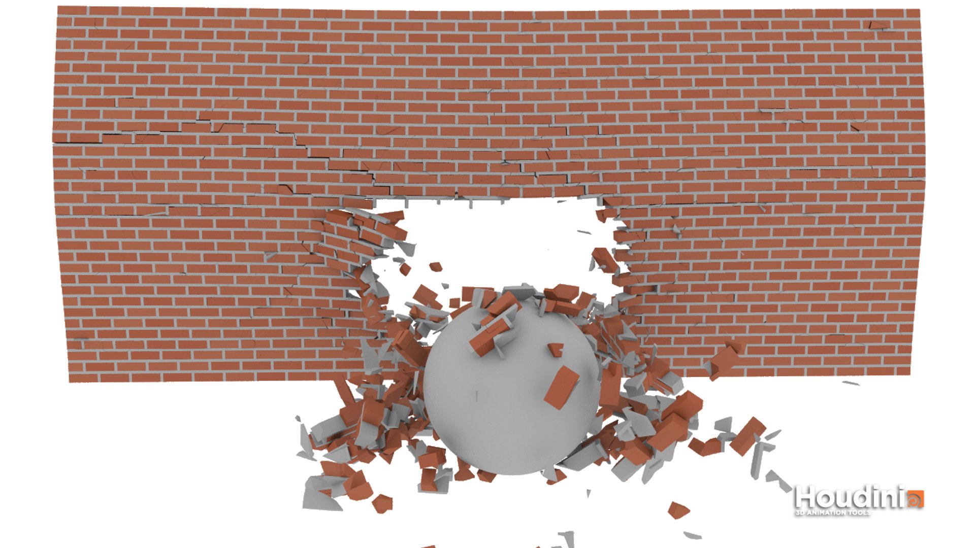 3d houdini asset destroy bricks model