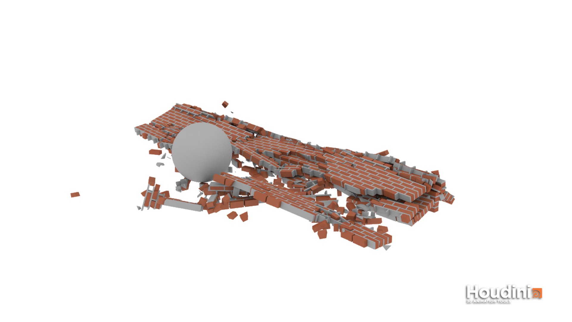 3d houdini asset destroy bricks model