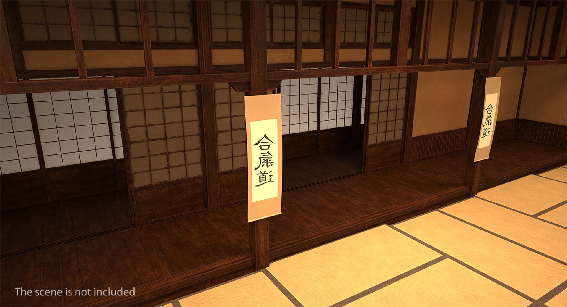 3D Wooden Column Banner Japanese Architecture - TurboSquid 1394407
