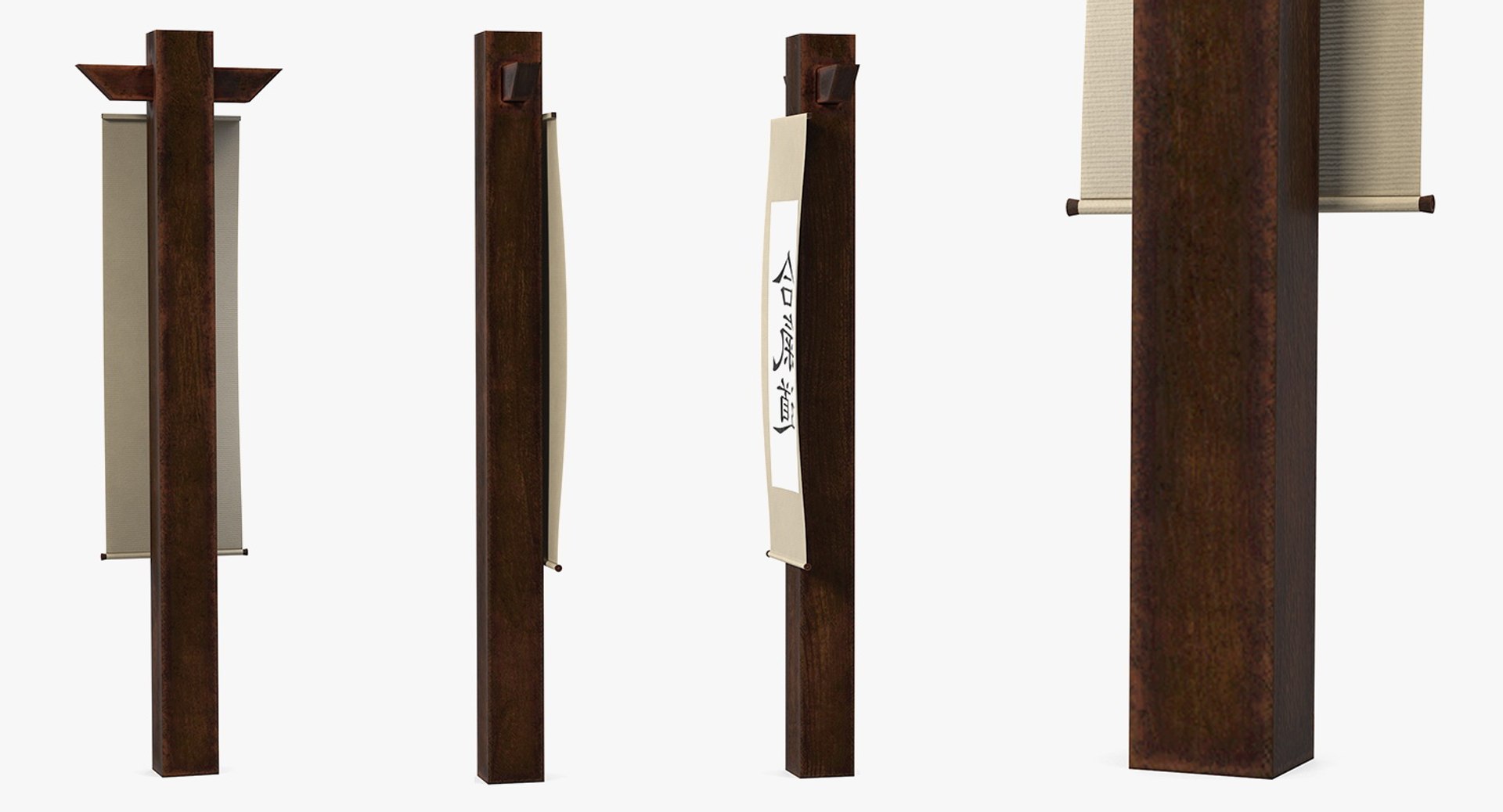 3D Wooden Column Banner Japanese Architecture - TurboSquid 1394407