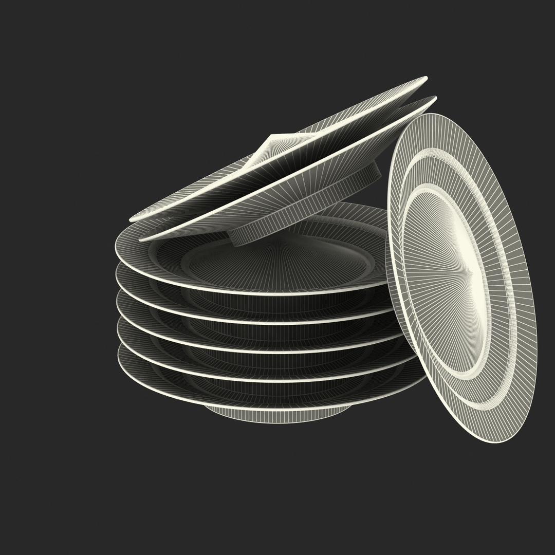 3d spinning plates set model