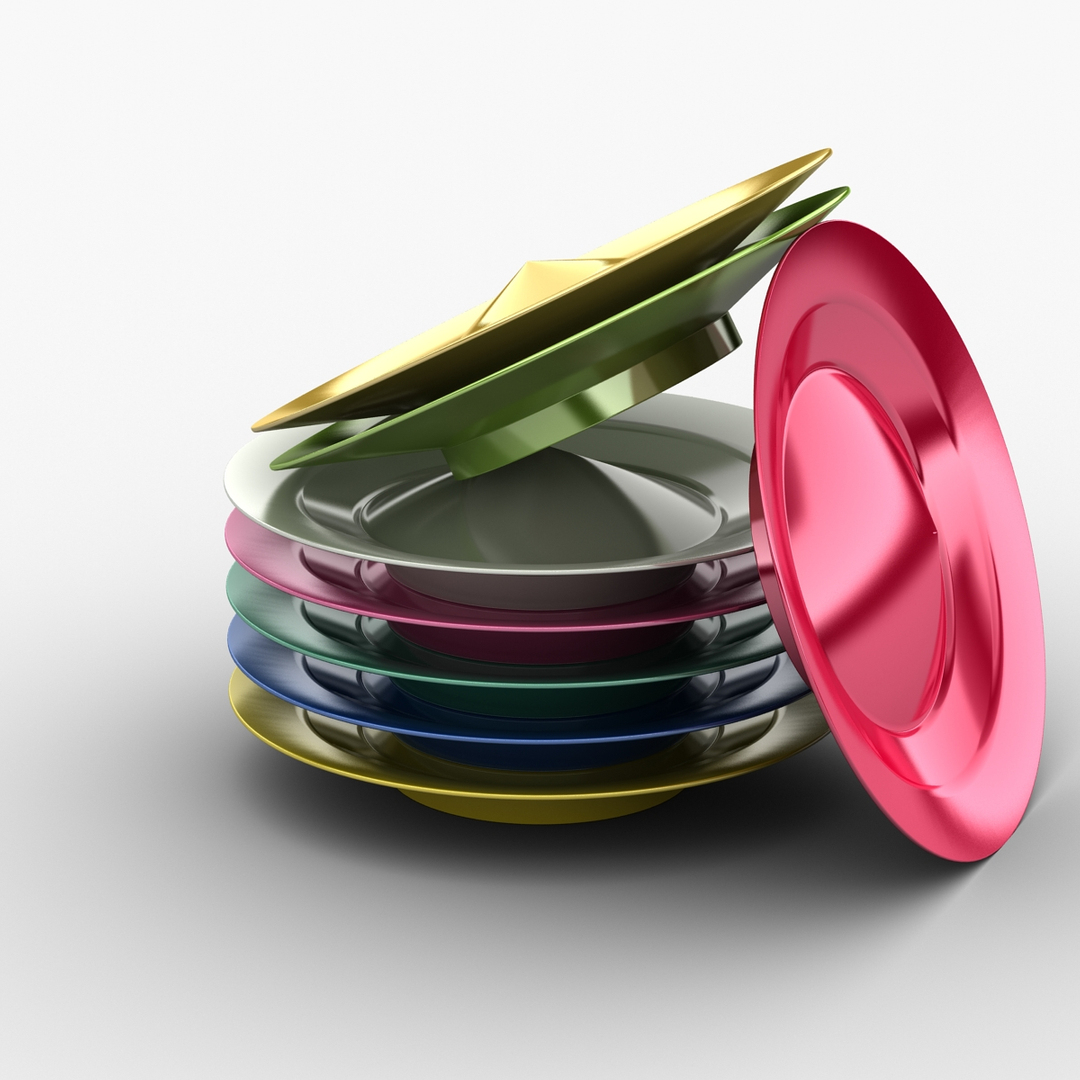 3d spinning plates set model