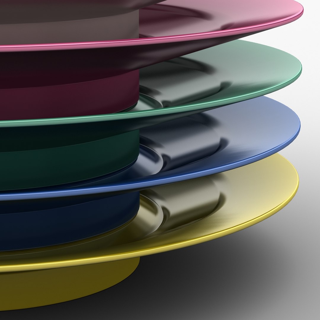 3d spinning plates set model