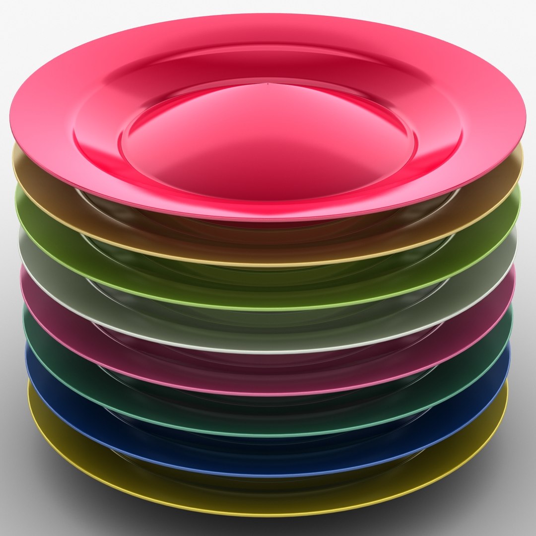 3d spinning plates set model