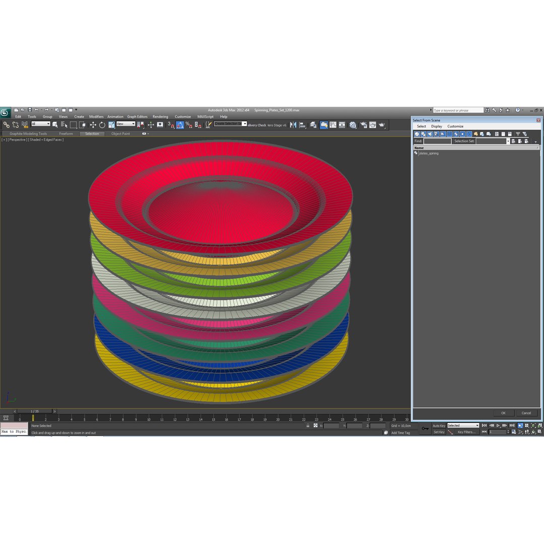 3d spinning plates set model