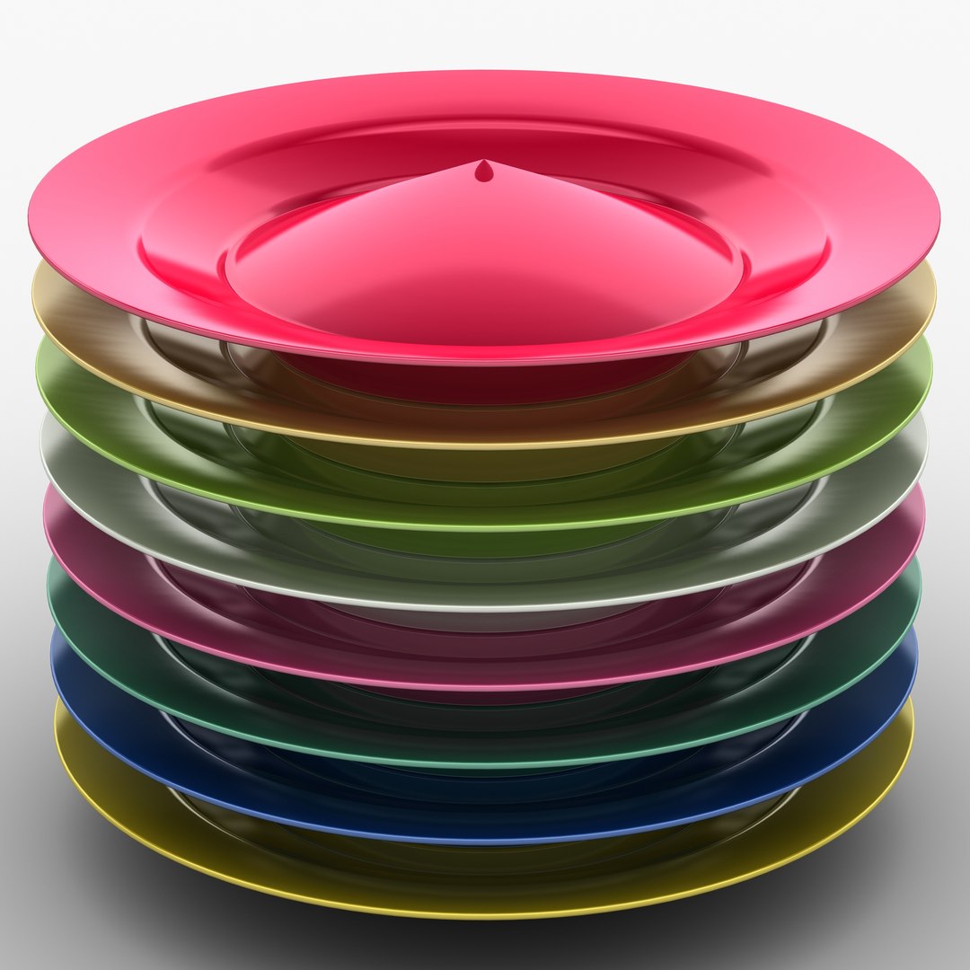 3d spinning plates set model