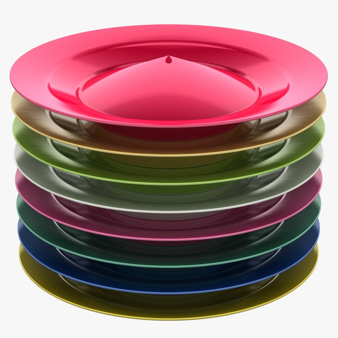 3d spinning plates set model