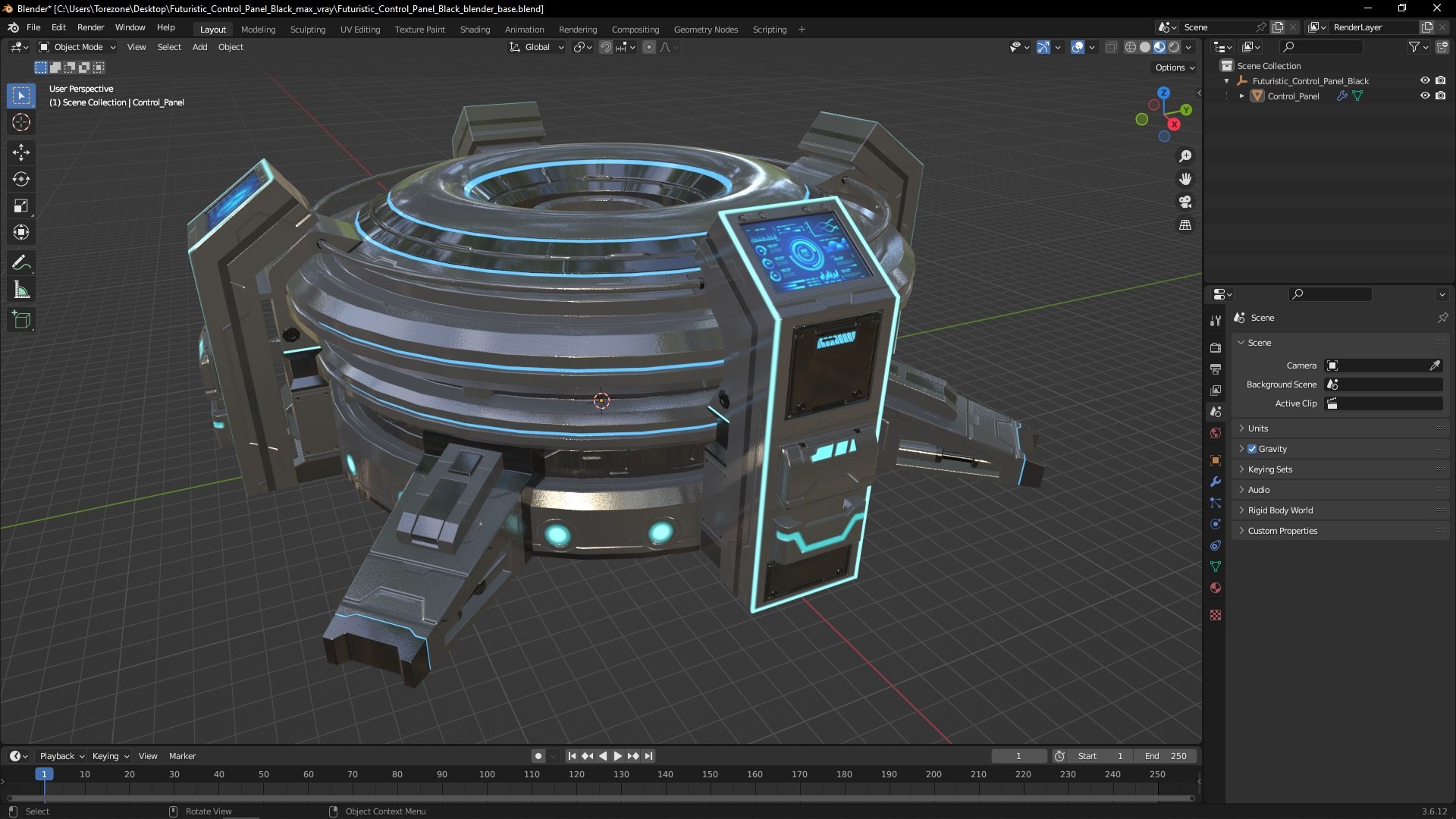 Futuristic Control Panel Black 3D Model - TurboSquid 2292227