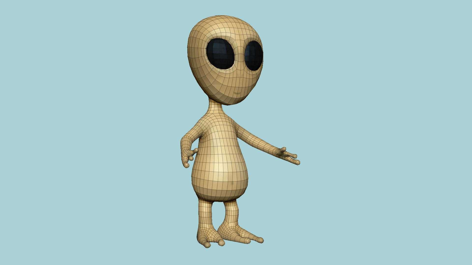 Cute Alien A04 Beige Black - Simple - Character Design 3D model ...