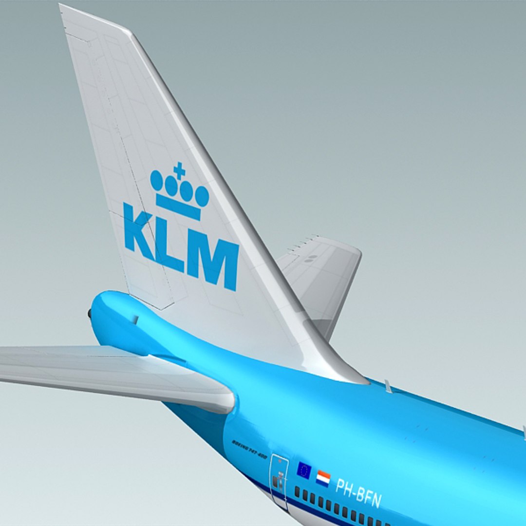 3d boeing 747-400 plane klm