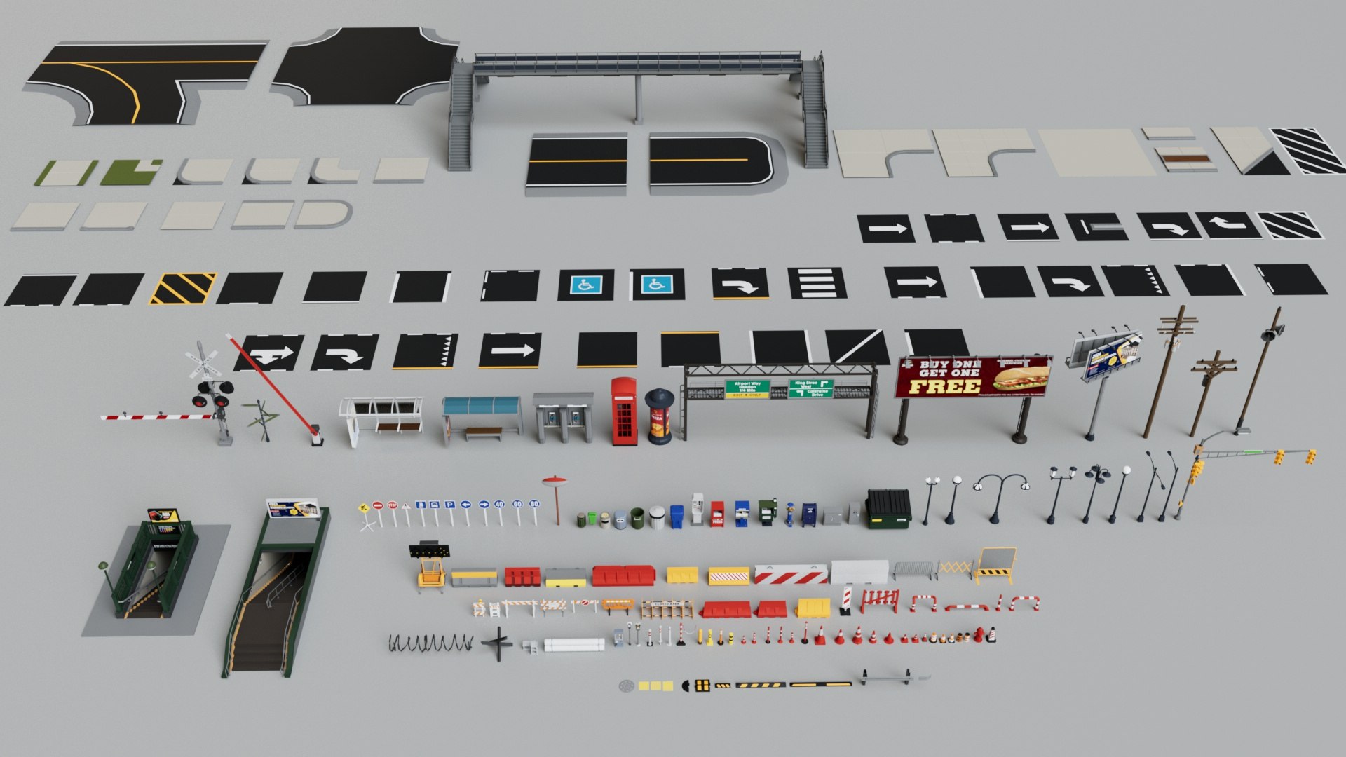 3D Road And Street Props Mega Pack Collection - Game Ready Model - TurboSquid 2353255