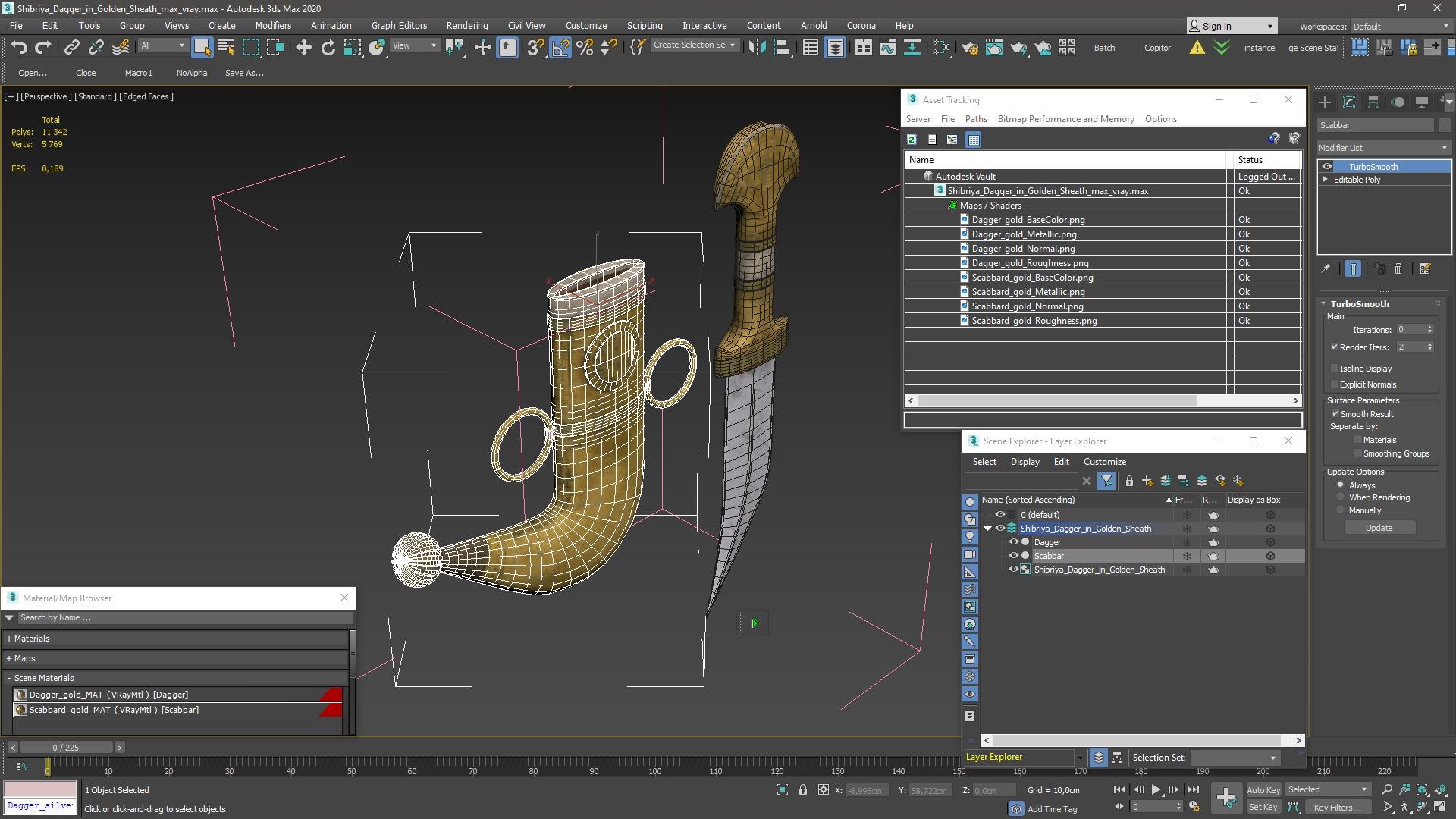 3D Shibriya Dagger In Golden Sheath Model - TurboSquid 2424553