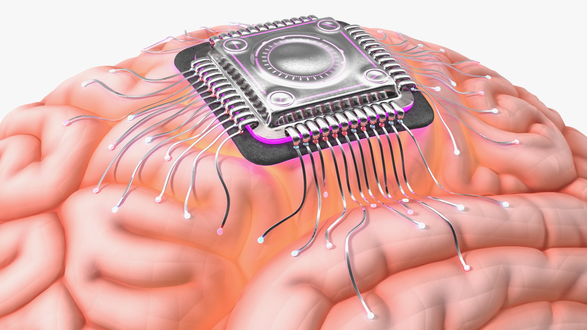 3D Model Human Brain With Microchip Implant With Light - TurboSquid 2270638