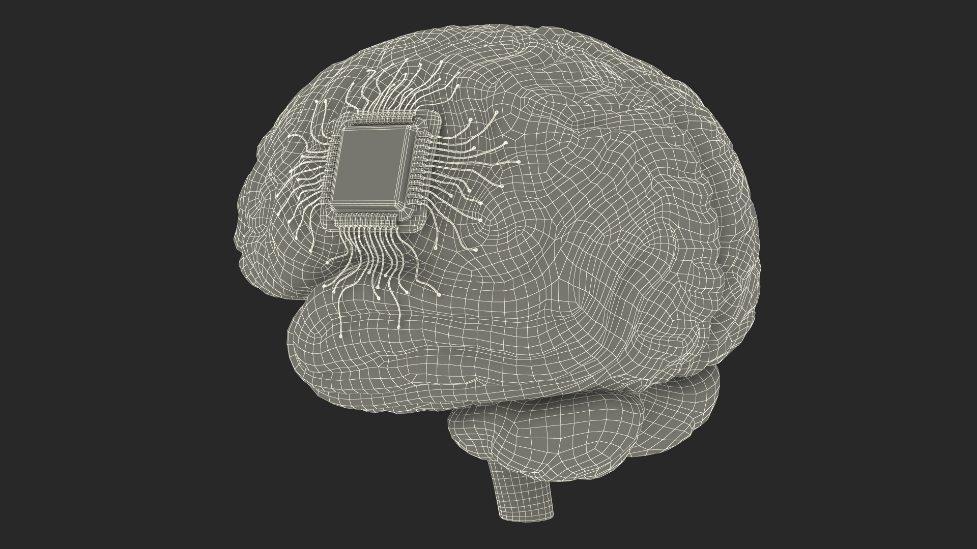 3D Model Human Brain With Microchip Implant With Light - TurboSquid 2270638