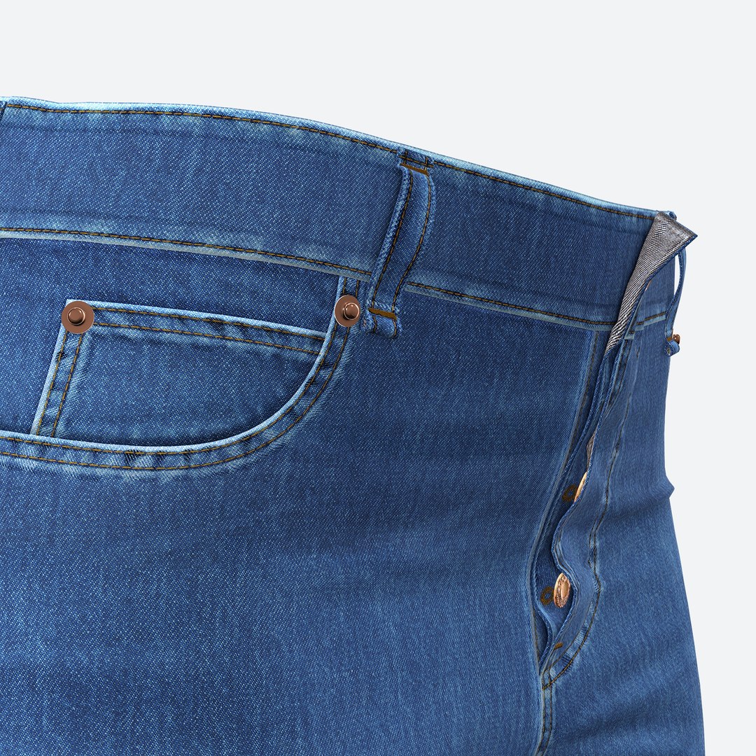 Realistic Mid Wash Blue Womens Jeans hi res textures 16 k 3D model ...