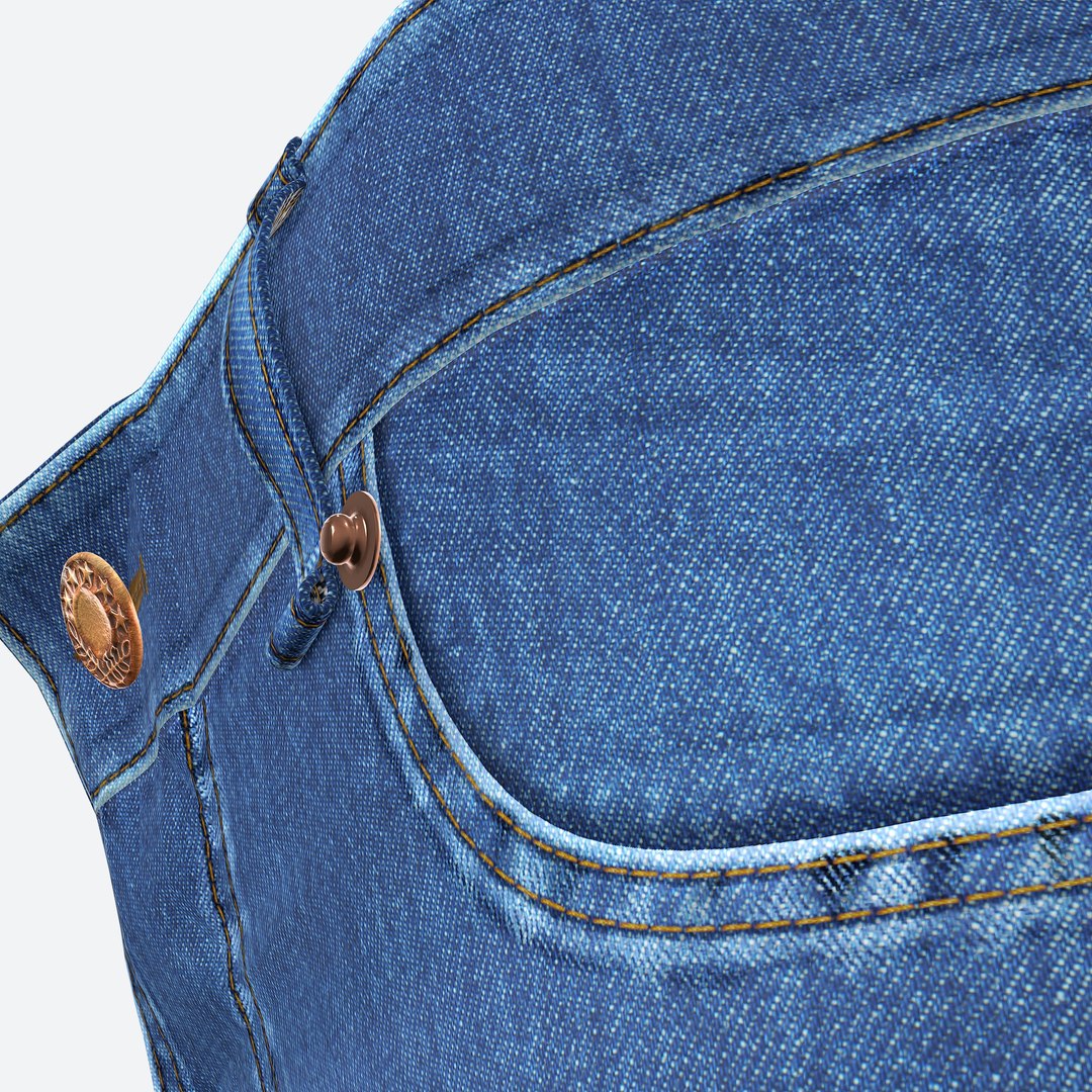 Realistic Mid Wash Blue Womens Jeans hi res textures 16 k 3D model ...