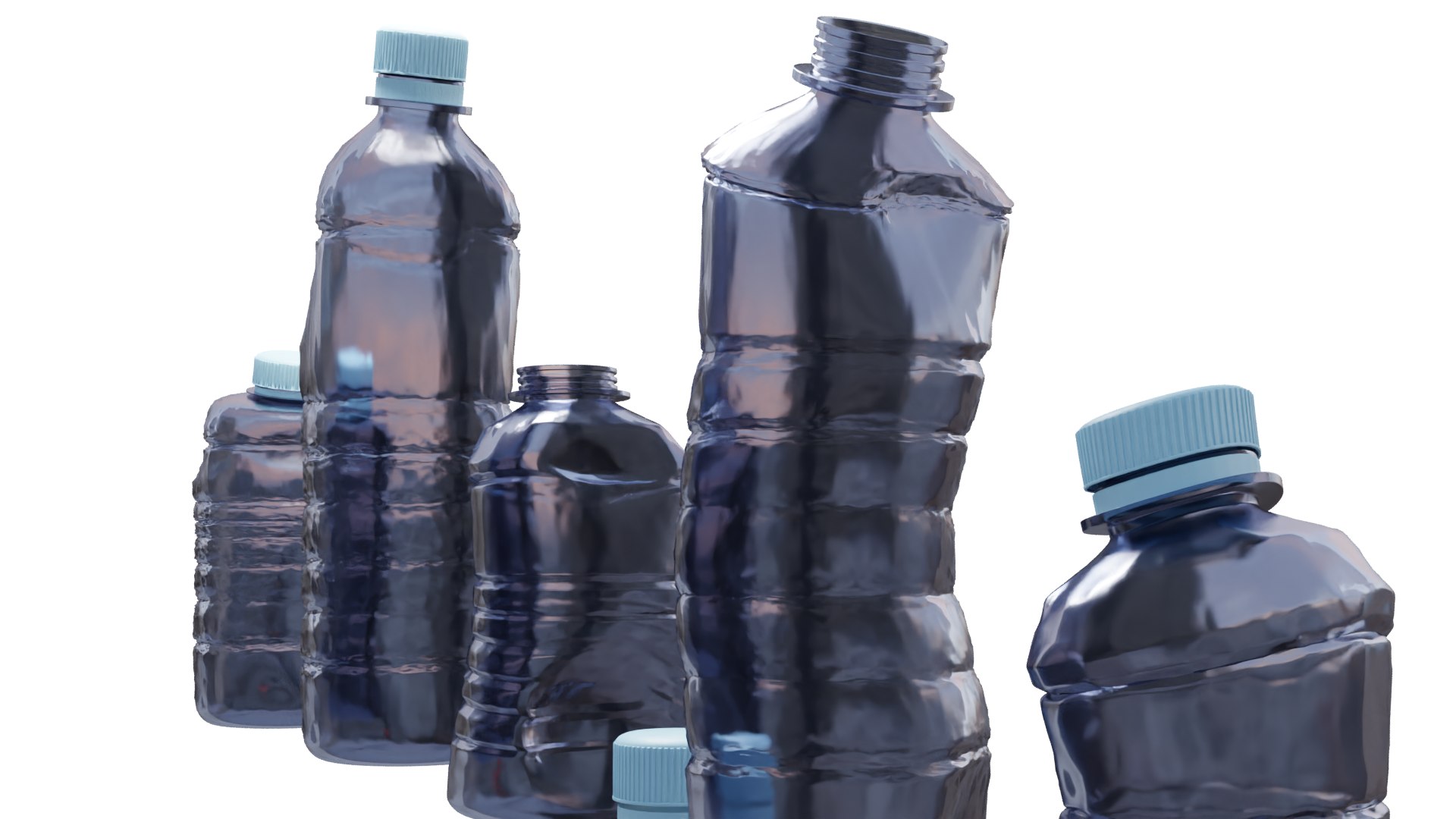 3D Bottles Squashed Bottles Model - TurboSquid 1963389