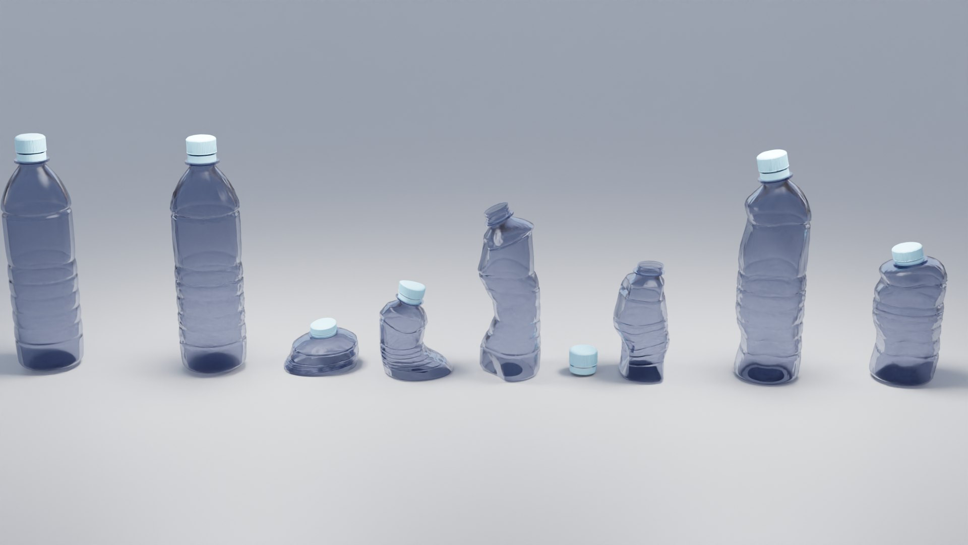 3D Bottles Squashed Bottles Model - TurboSquid 1963389