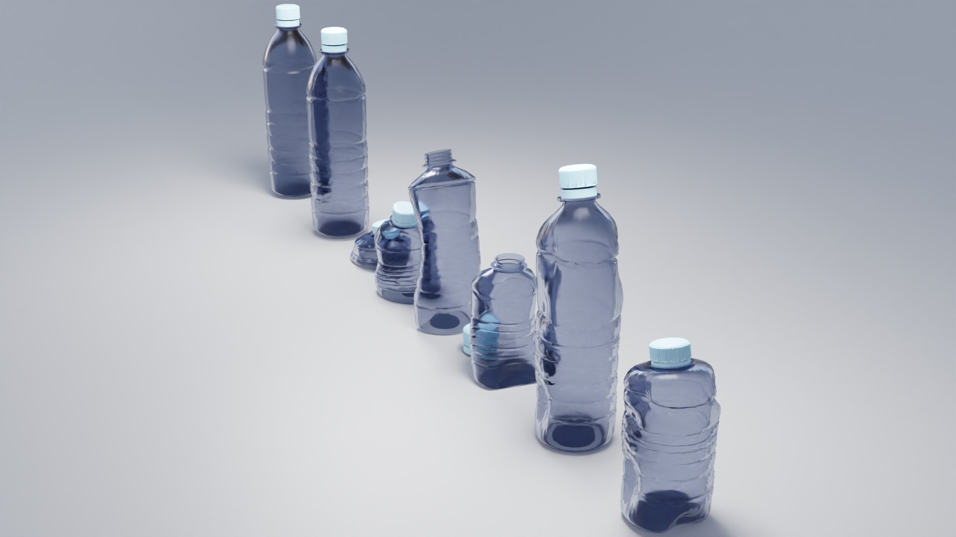 3D Bottles Squashed Bottles Model - TurboSquid 1963389