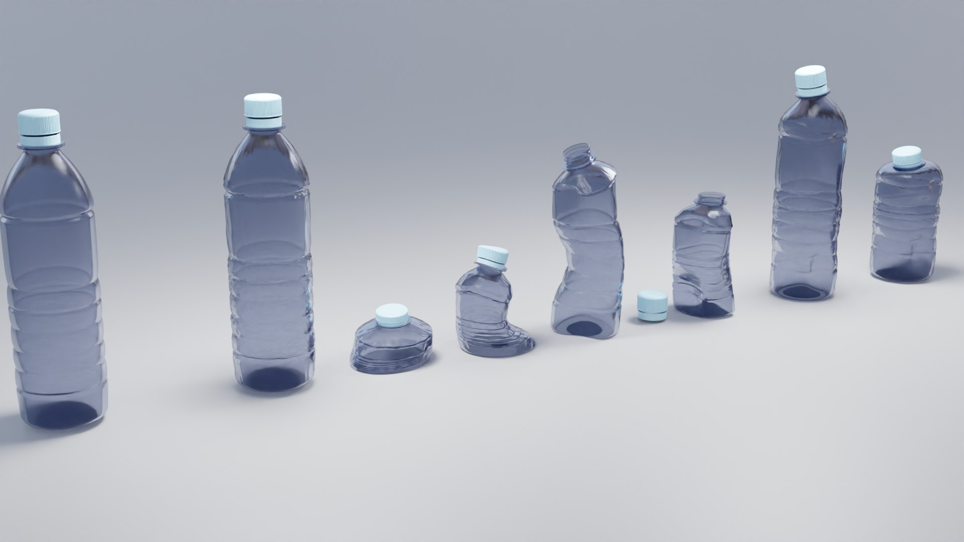 3D Bottles Squashed Bottles Model - TurboSquid 1963389