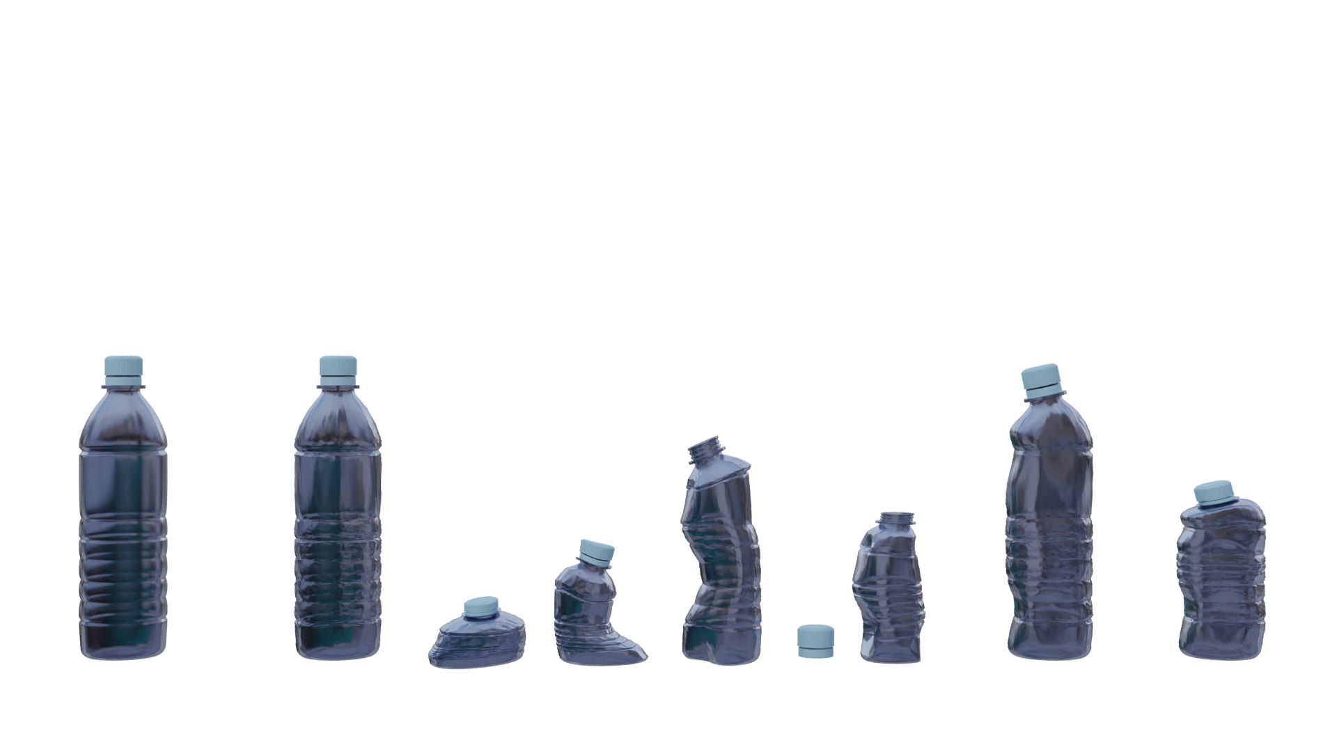 3D Bottles Squashed Bottles Model - TurboSquid 1963389