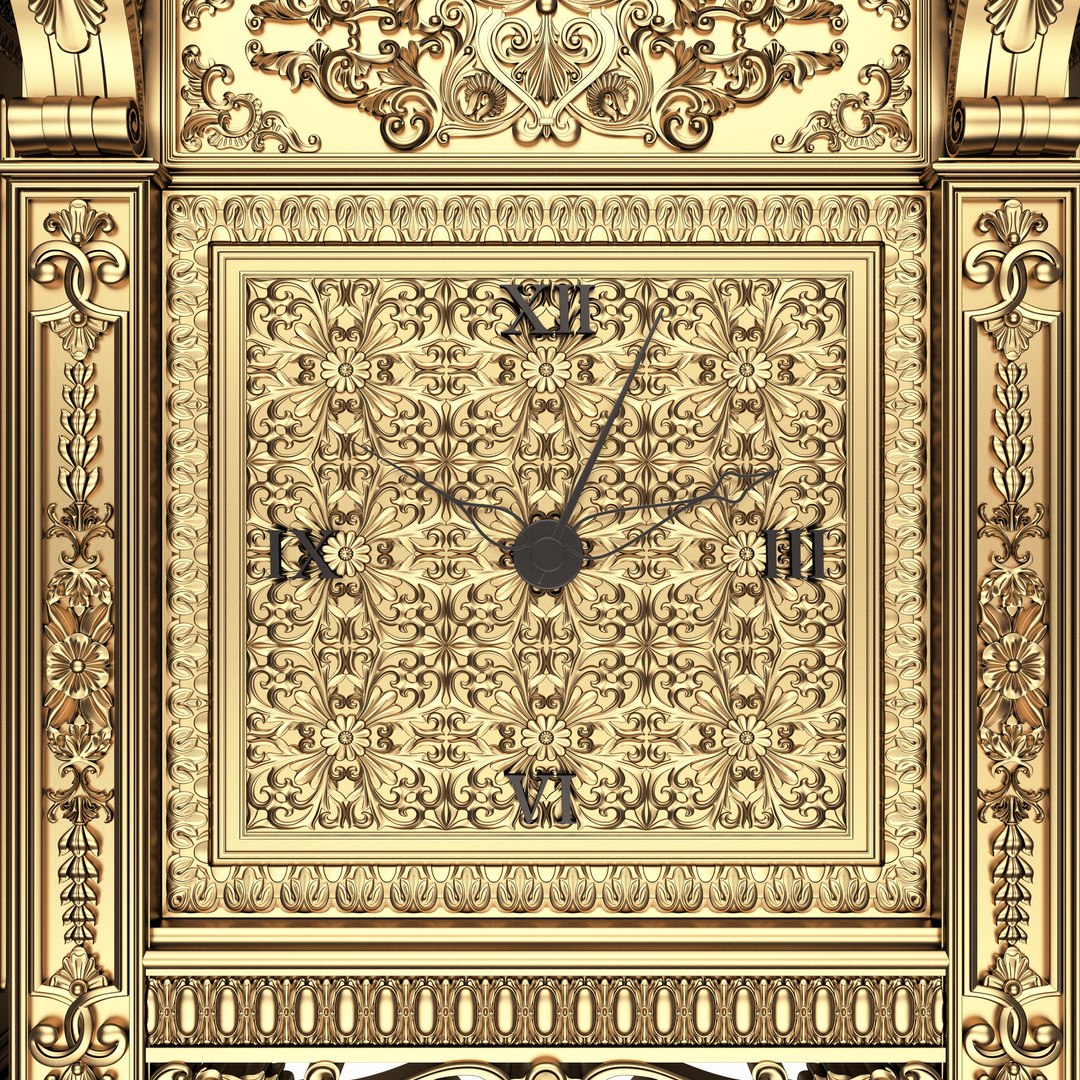 3D Model Classic Clock 020 Gold - TurboSquid 2138106