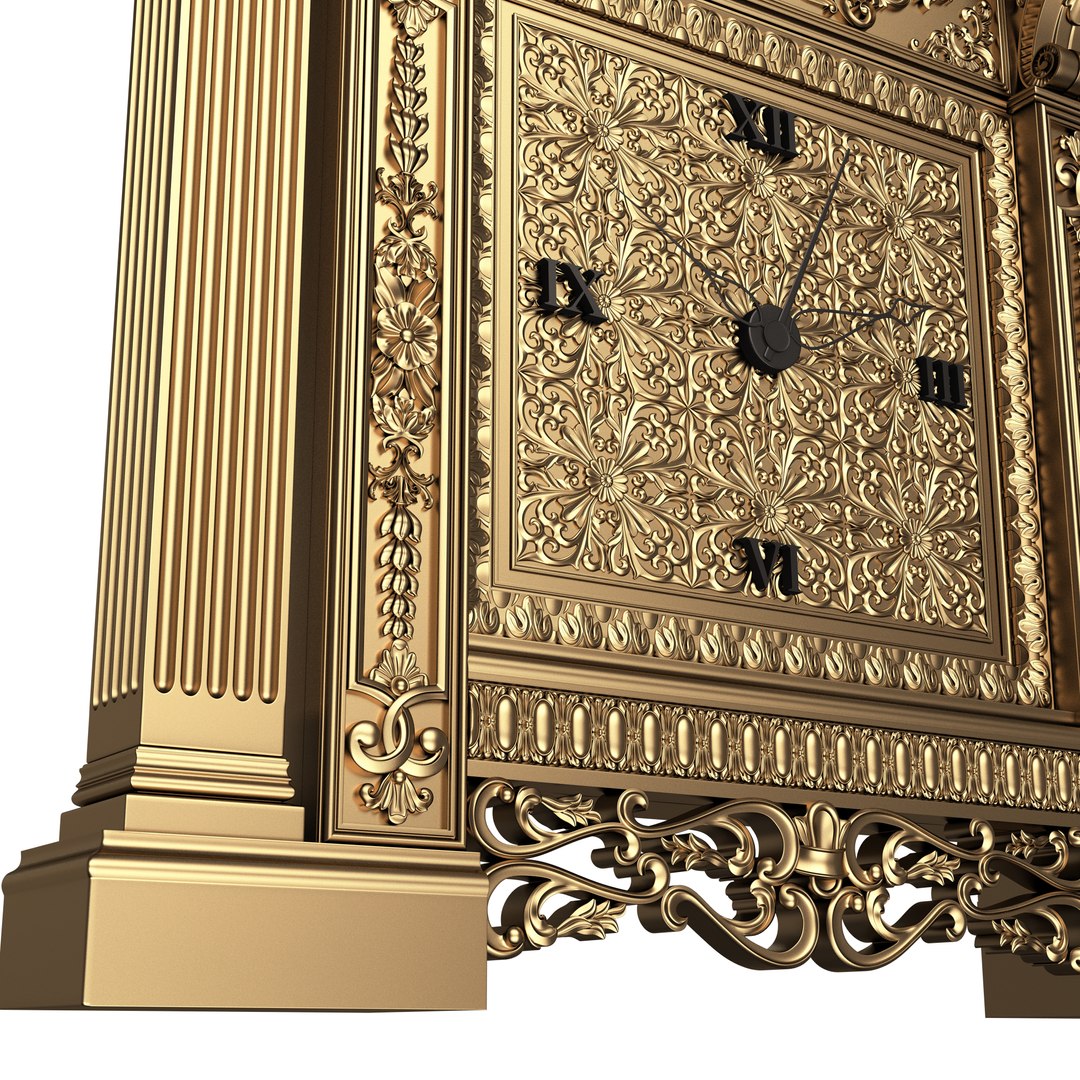 3D Model Classic Clock 020 Gold - TurboSquid 2138106