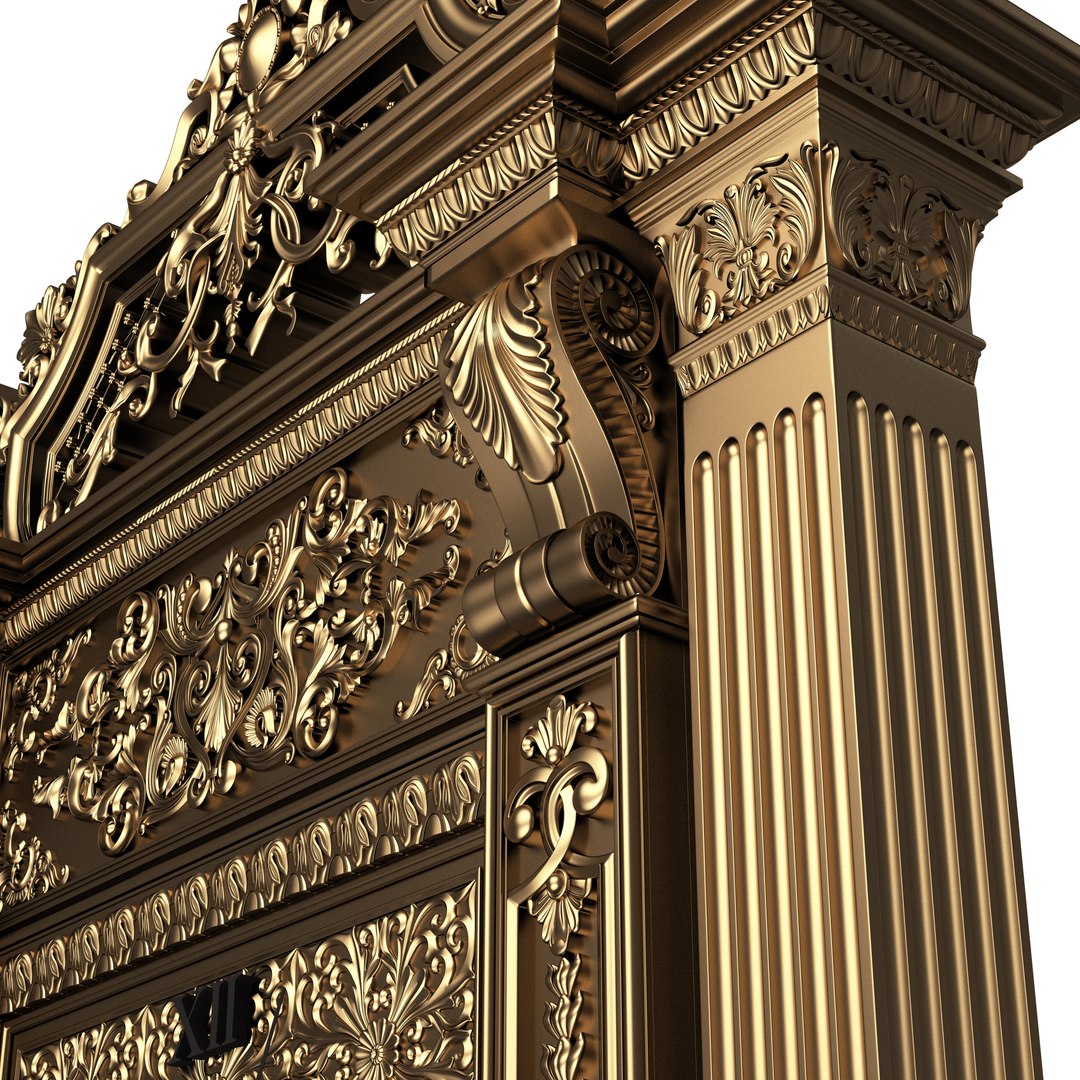 3D Model Classic Clock 020 Gold - TurboSquid 2138106