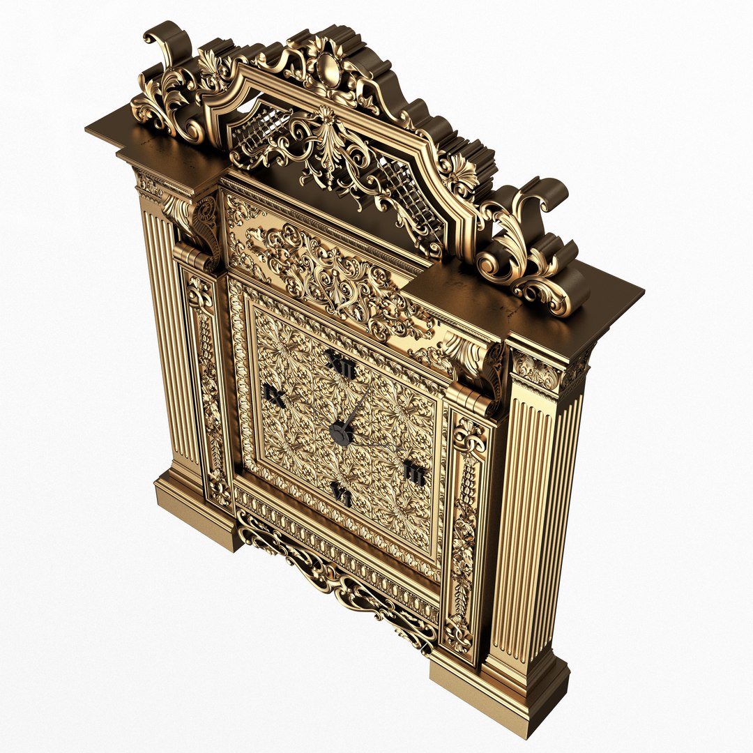 3D Model Classic Clock 020 Gold - TurboSquid 2138106
