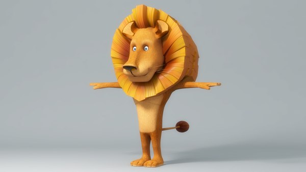 3d cartoon lion rigged model