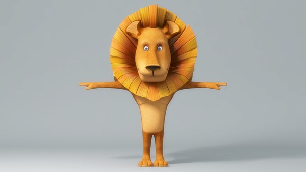 3d cartoon lion rigged model