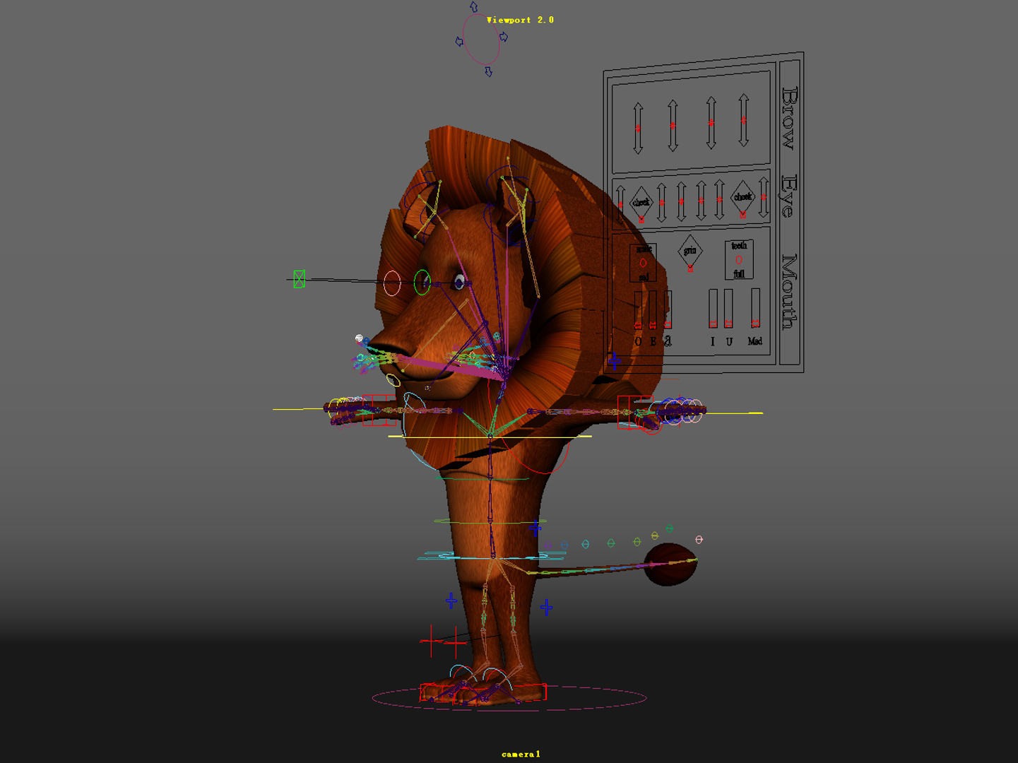 3d cartoon lion rigged model