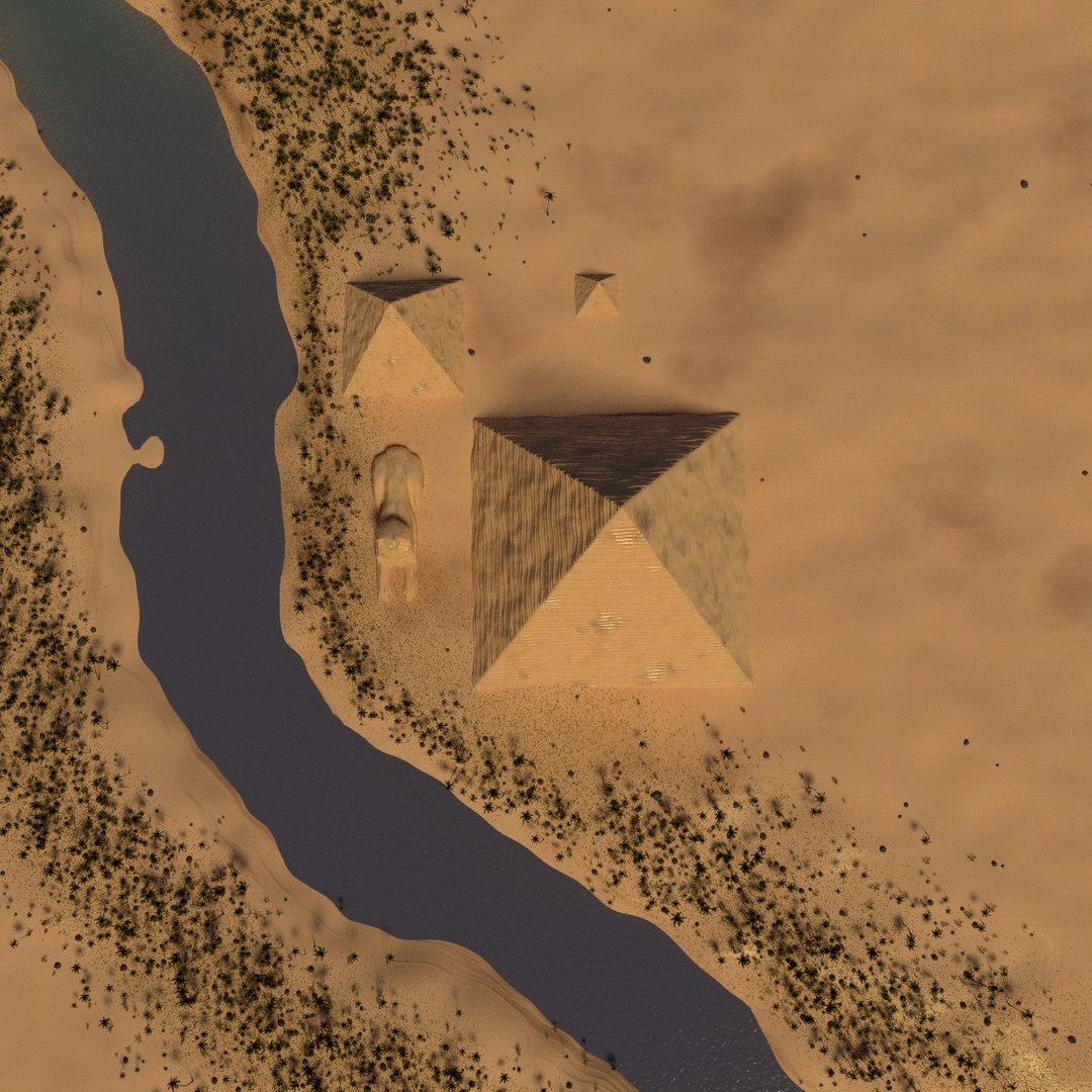 3d pyramids giza scene model