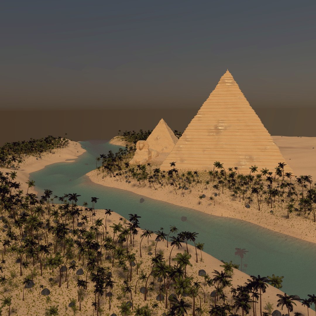 3d pyramids giza scene model