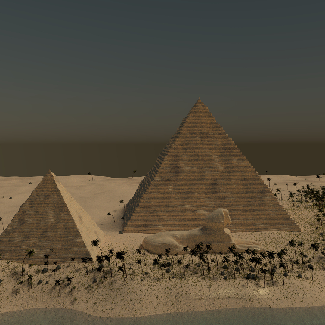 3d pyramids giza scene model