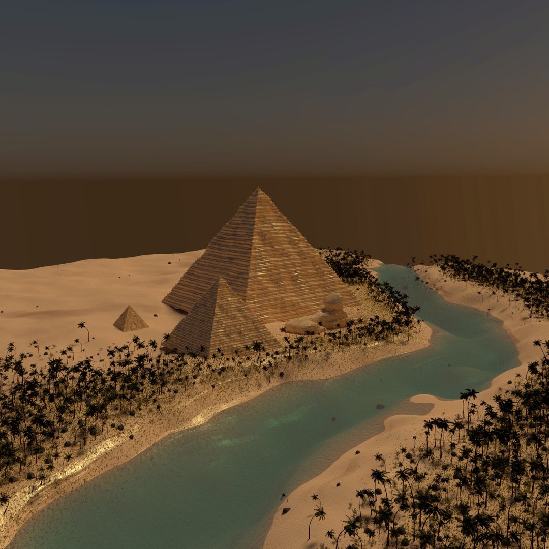 3d pyramids giza scene model