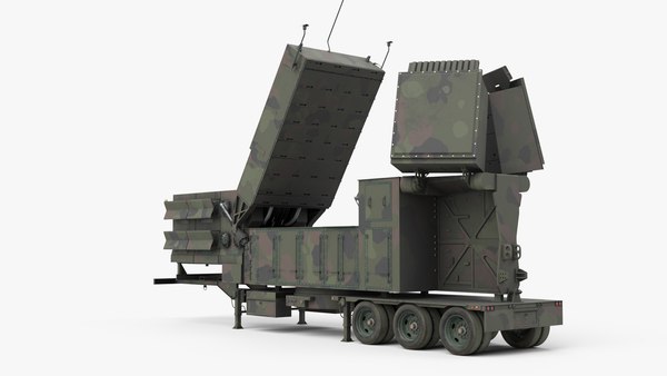 Wojskowy system radarowy z anteną fazowaną w masce kamuflażowej Model ...