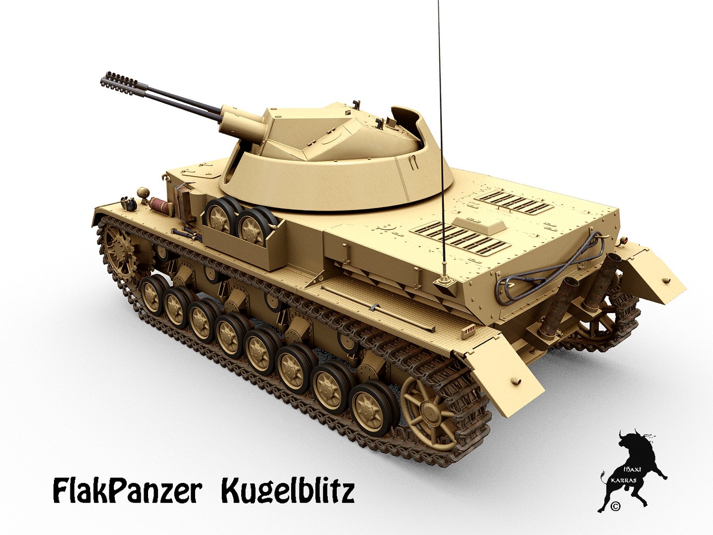3d model flakpanzer iv kugelblitz panzer tank