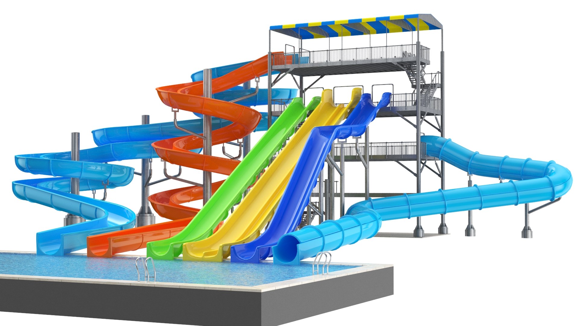 Three Water Slides 3D - TurboSquid 1959482