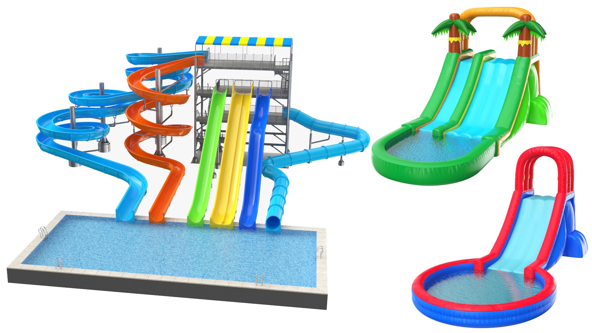 Three Water Slides 3D - TurboSquid 1959482
