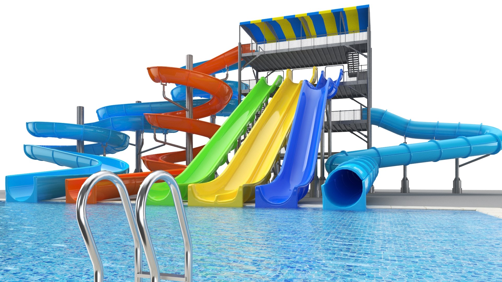 Three Water Slides 3D - TurboSquid 1959482