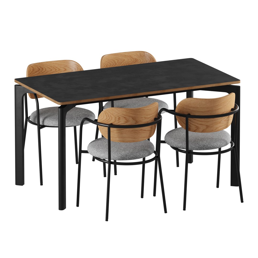 3D Model Teulat Table Char Set - Nicola Eclipse - TurboSquid 2022643