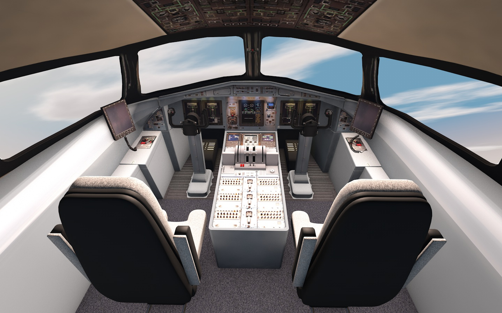 plane interior cockpit 3d model