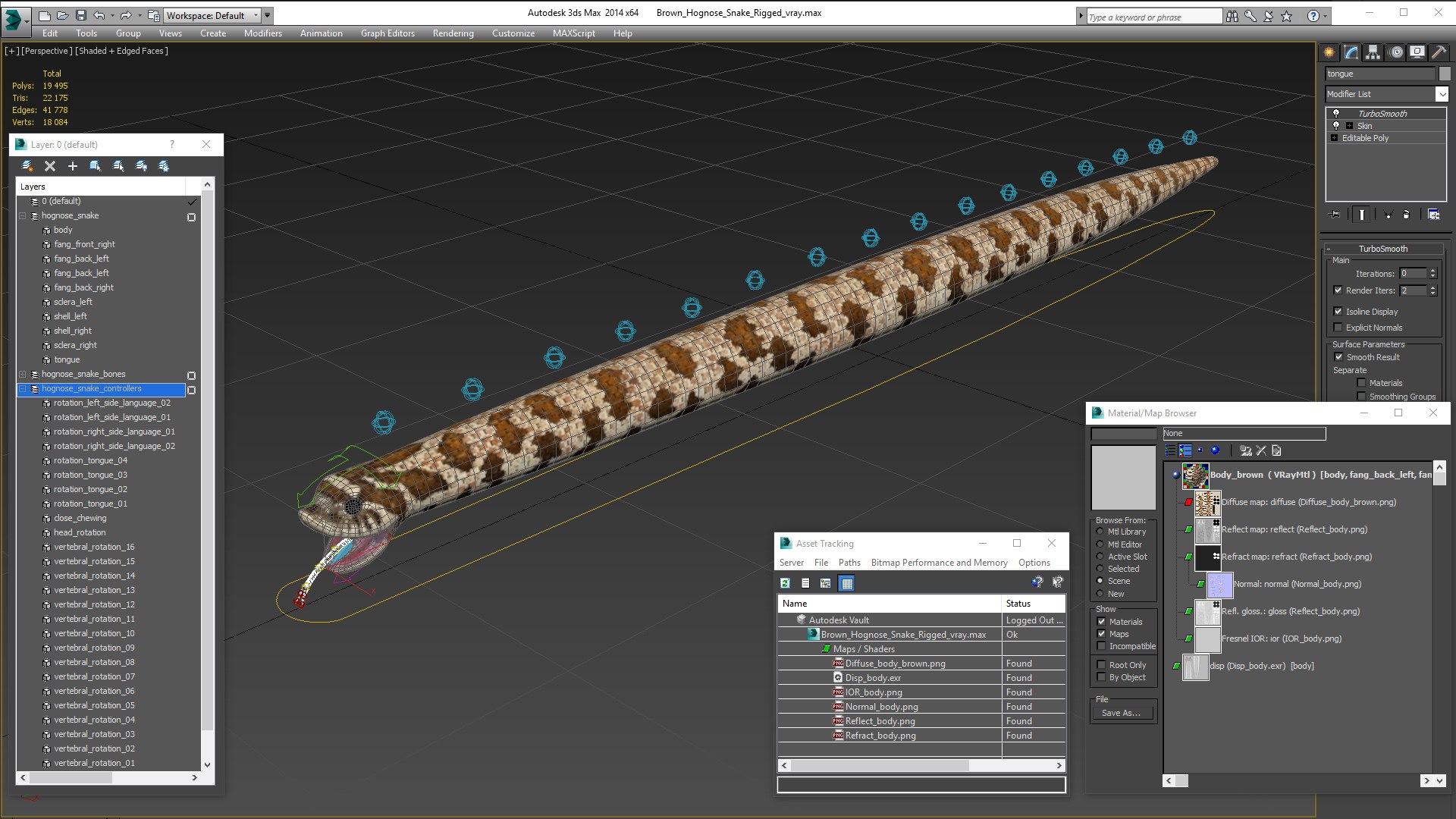 3D Brown Hognose Snake Rigged - TurboSquid 1476117
