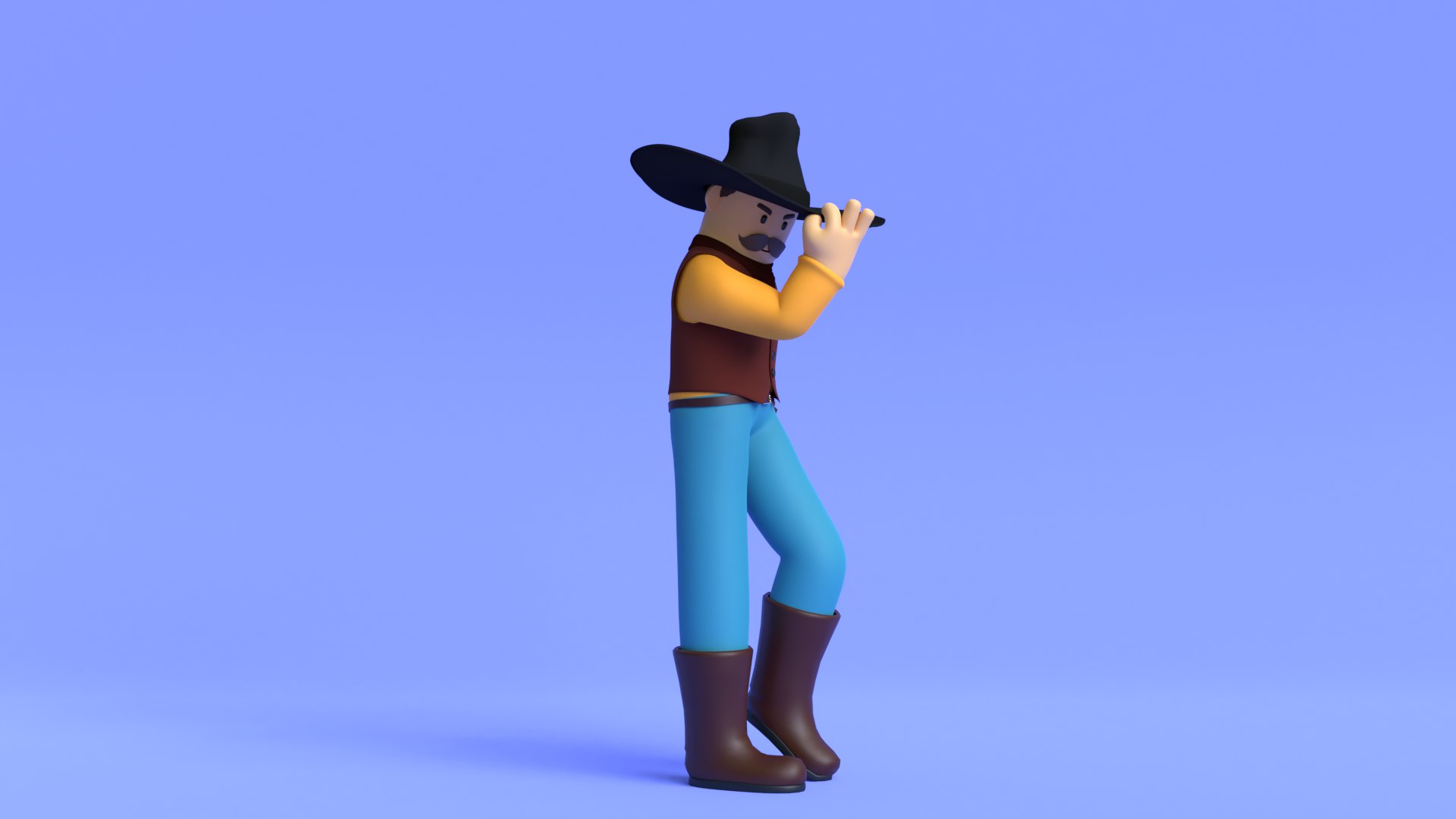 Minimal Cowboy 3D Cartoon Character Model - TurboSquid 1795106