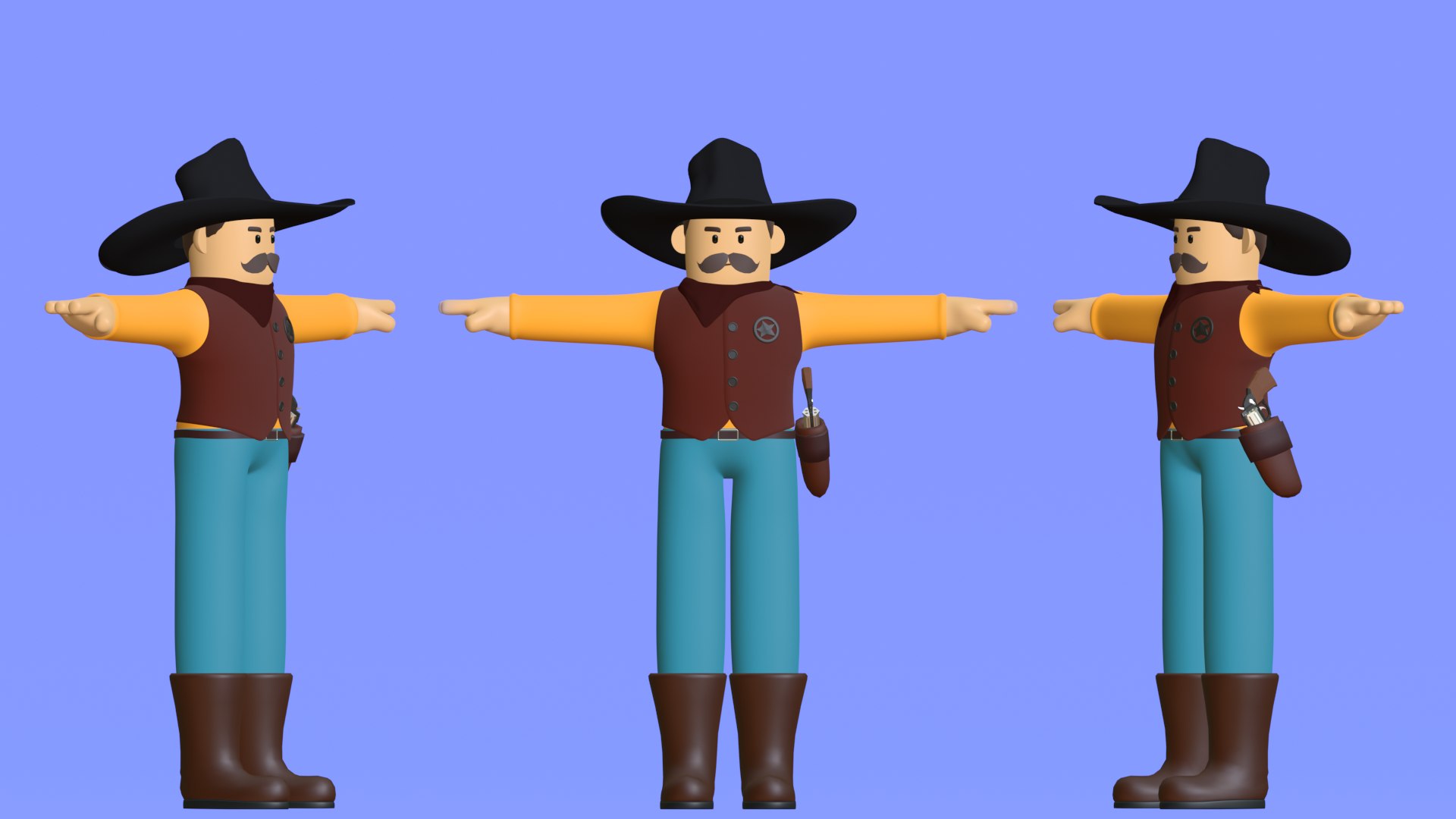 Minimal Cowboy 3D Cartoon Character Model - TurboSquid 1795106
